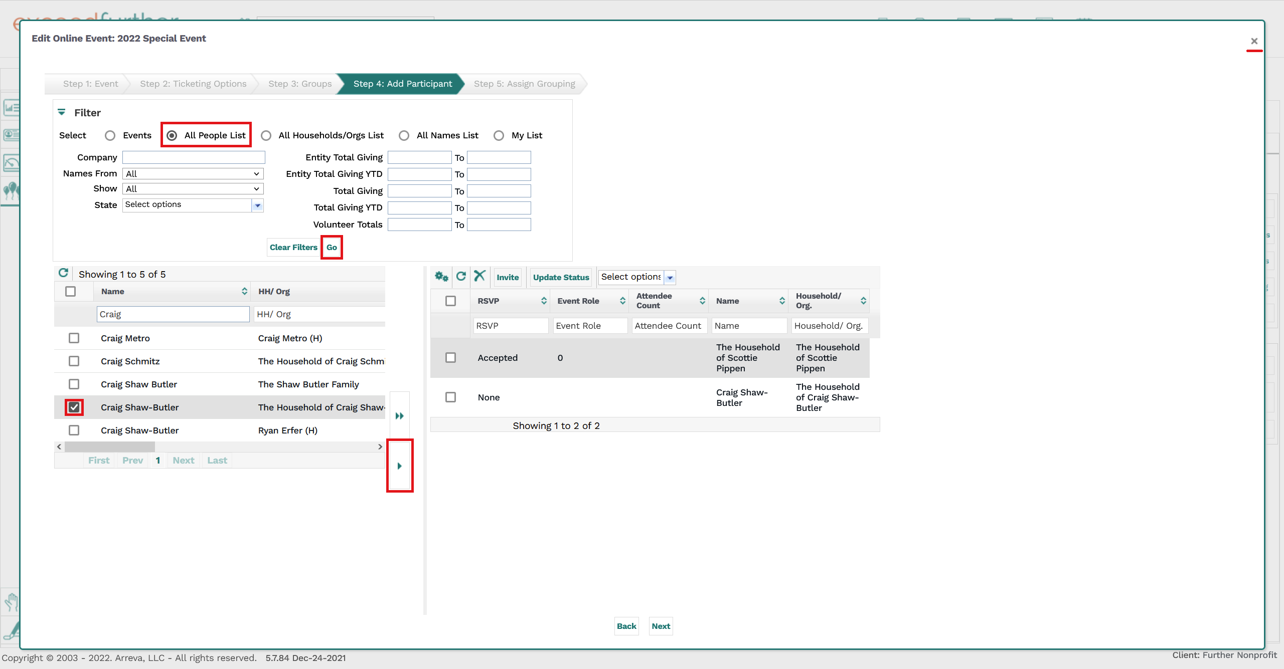 Step 8: Once back on the RSVP List select the refresh option to see ...